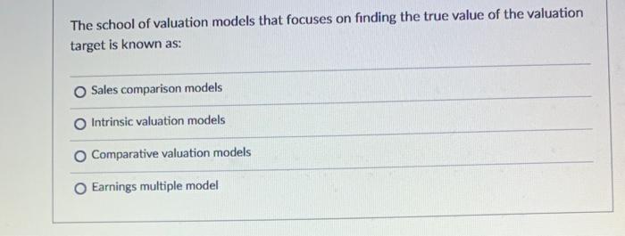 Solved The school of valuation models that focuses on | Chegg.com