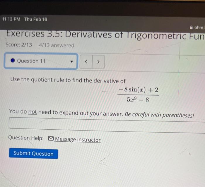 Solved Exercises 3.5: Derivatives of Trigonometric fun | Chegg.com