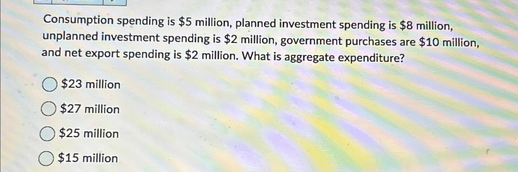 Solved Consumption spending is $5 ﻿million, planned | Chegg.com
