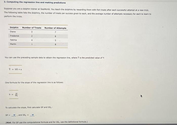 Solved 3. Computing the regression line and making | Chegg.com