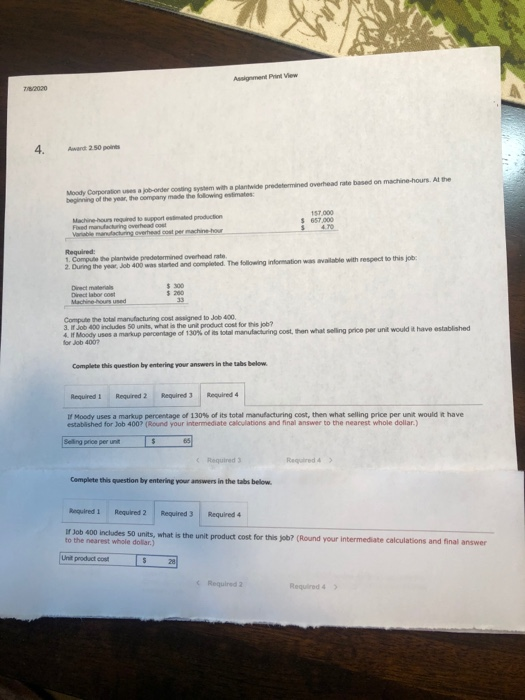 Solved Asment Print View 7/8/2020 4. Award 2.50 p Moody | Chegg.com