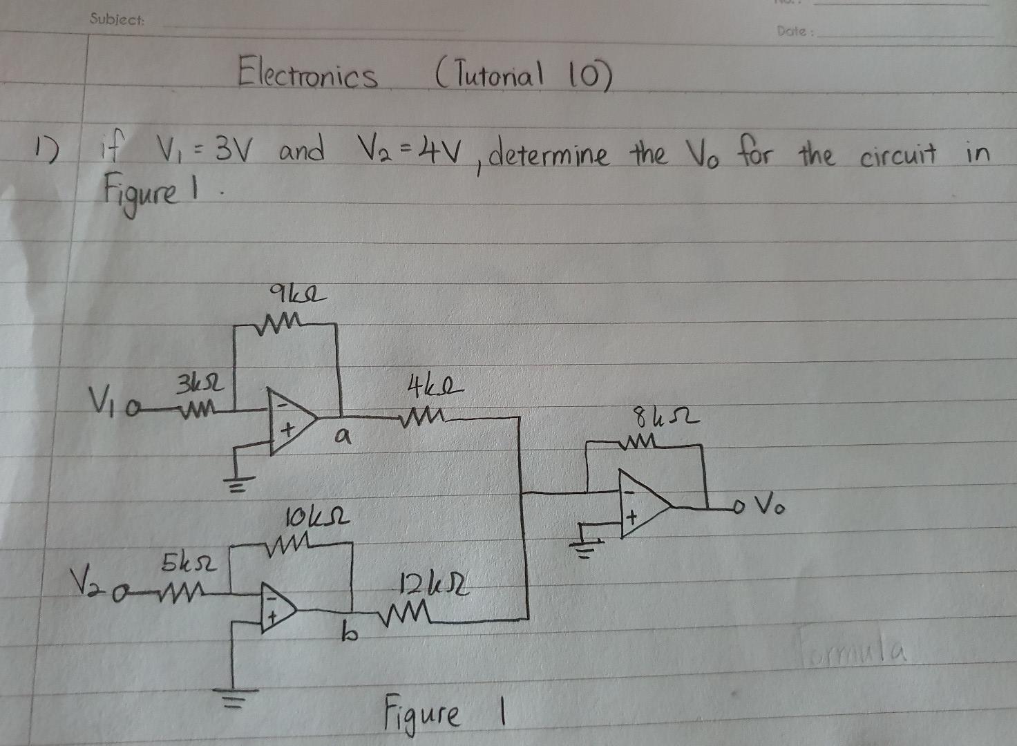 Solved Electronics (Tutorial 10) if V1=3V and V2=4V, | Chegg.com