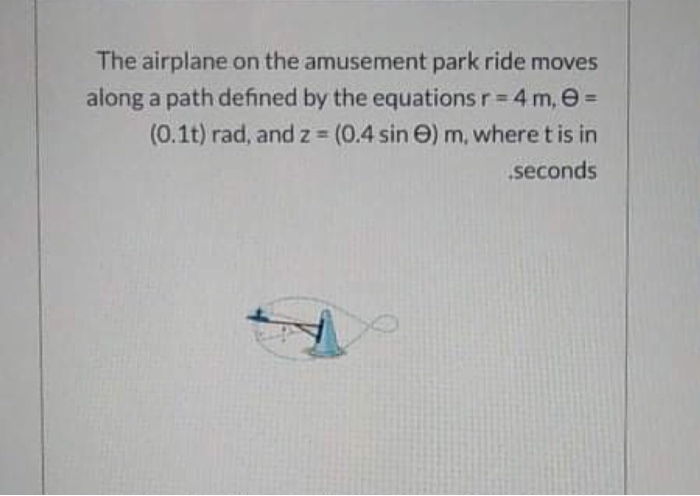 The airplane on the amusement park ride moves along a | Chegg.com