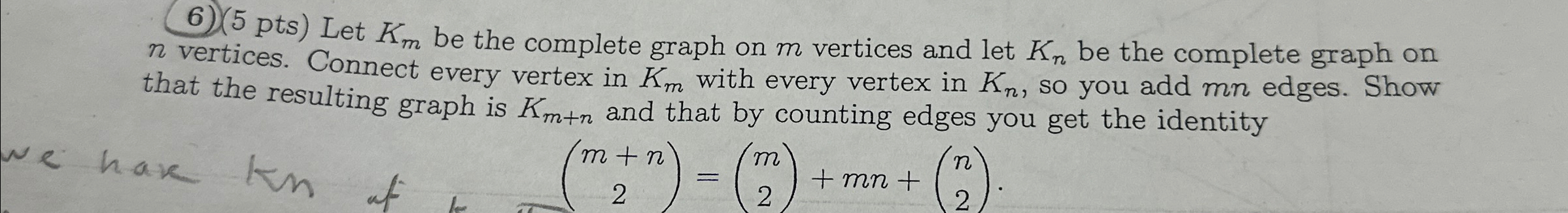 Solved (5 ﻿pts) ﻿Let Km ﻿be the complete graph on m | Chegg.com