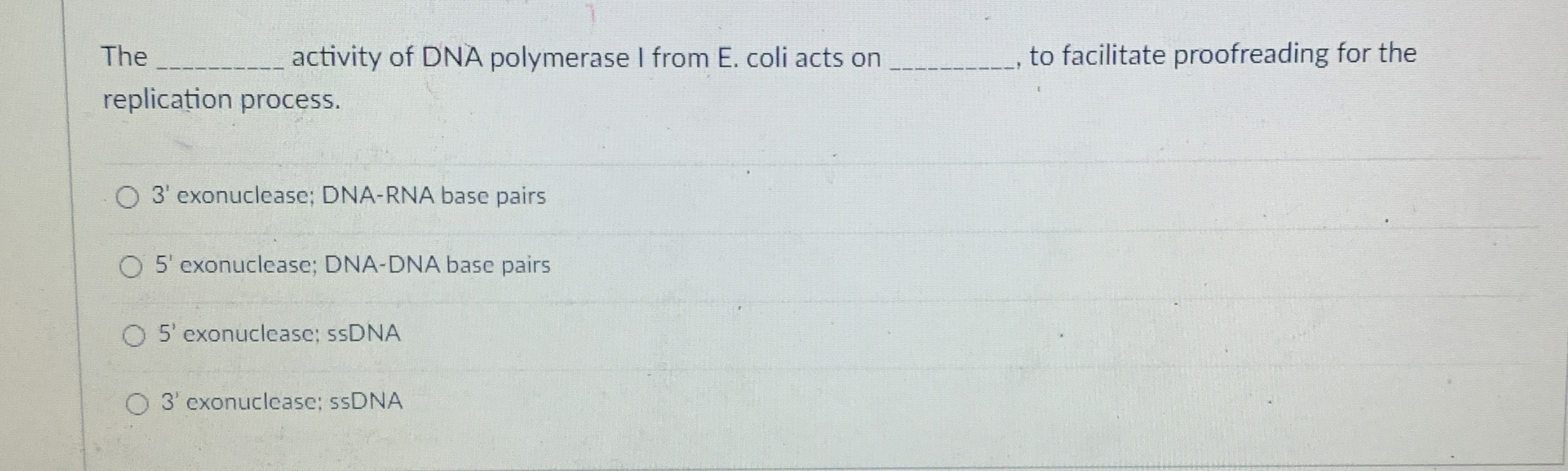 Solved The ﻿activity of DNA polymerase I from E. ﻿coli | Chegg.com