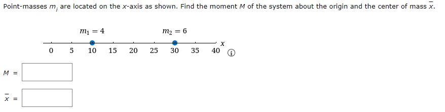 Solved Point-masses mi ﻿are located on the x-axis as shown. | Chegg.com