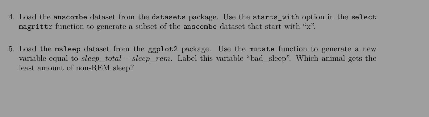 Solved 4. Load the anscombe dataset from the datasets | Chegg.com