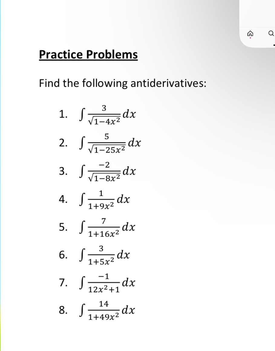 Solved Practice ProblemsFind the following | Chegg.com