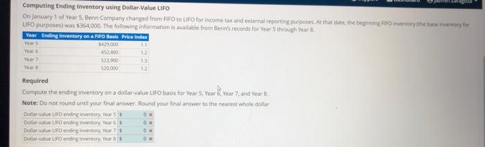 Solved Computing Ending Inventory using Doliar-Value LIFo | Chegg.com