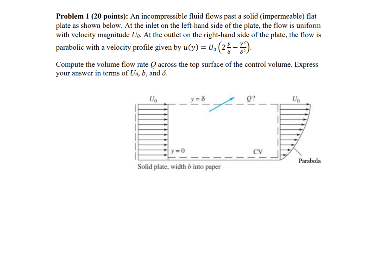 Solved Problem 1 (20 ﻿points): An incompressible fluid flows | Chegg.com