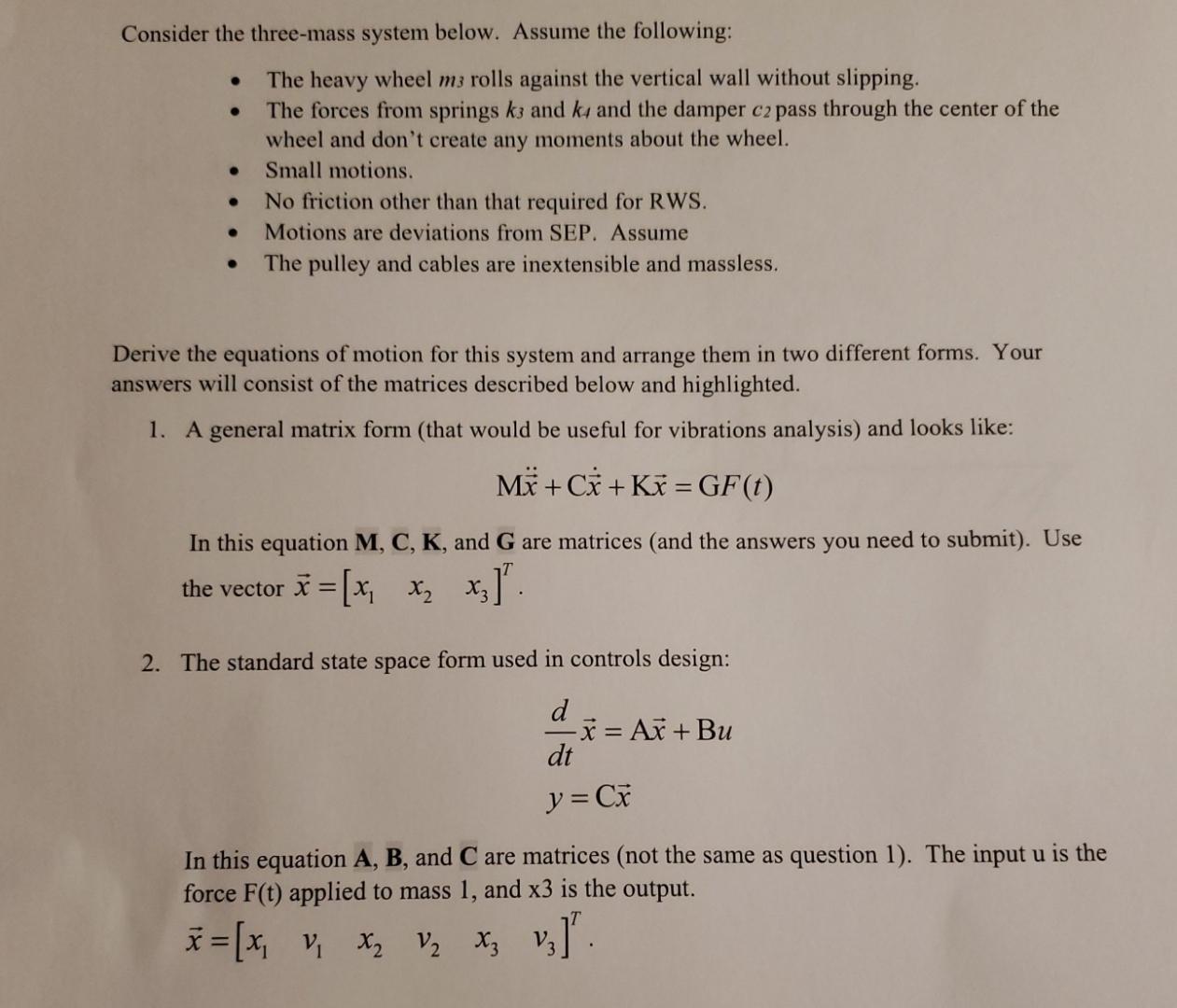 Solved Explain how to solve Consider the three-mass system | Chegg.com