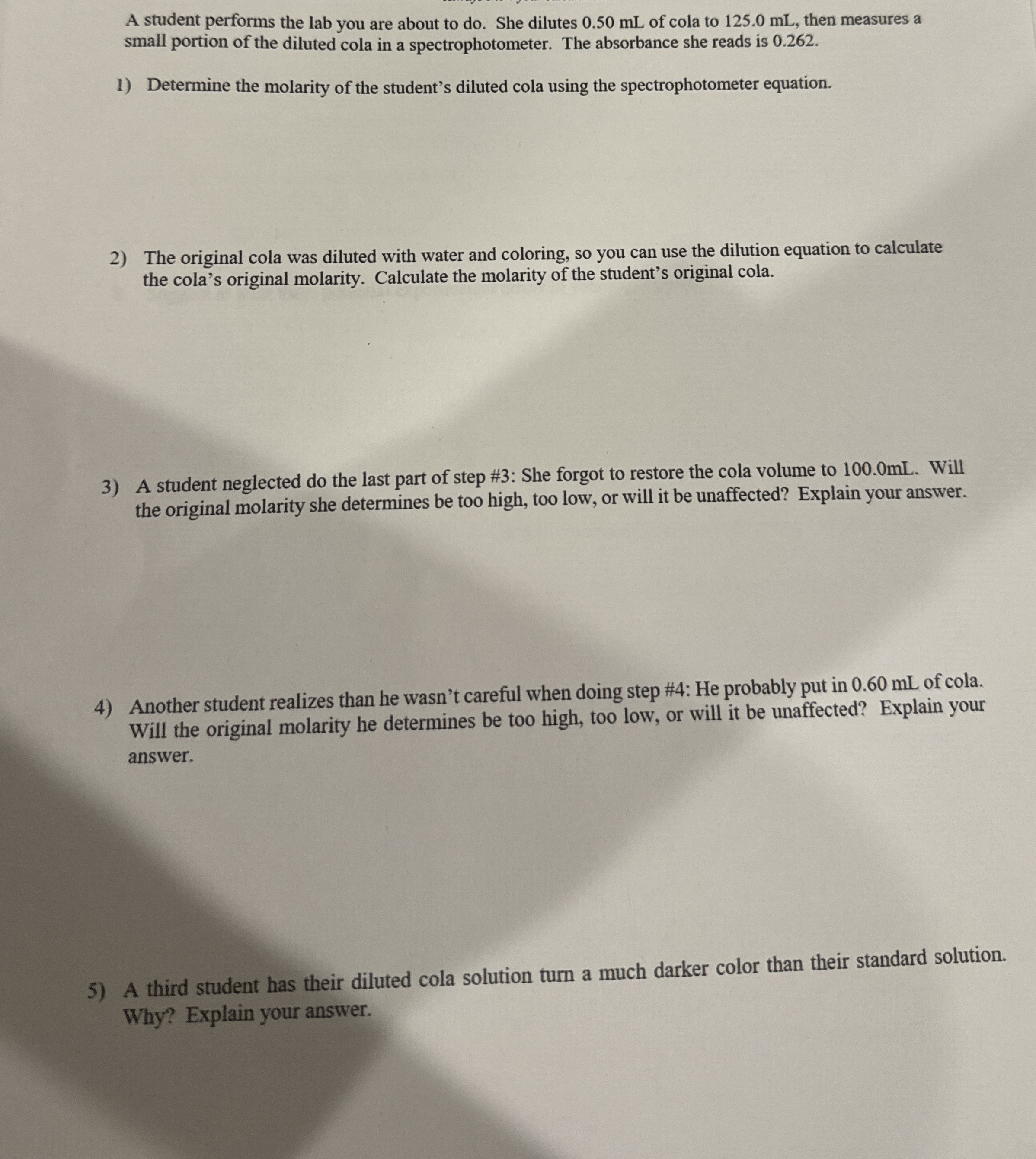 Solved by an EXPERT A student performs the lab you are about to do. ﻿She | Chegg.com