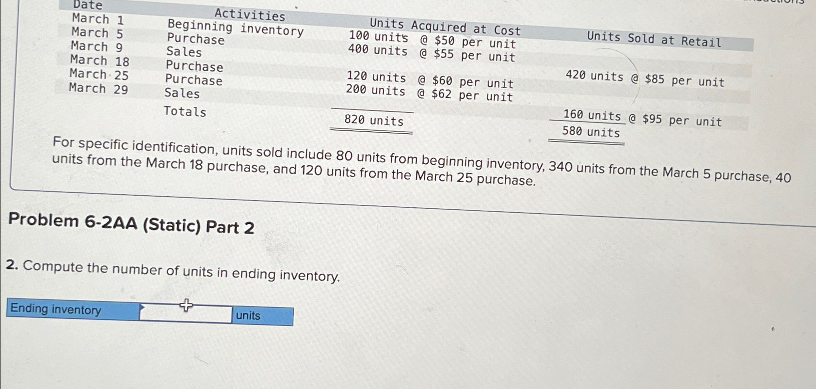 Solved For specific identification, units sold include 80 | Chegg.com