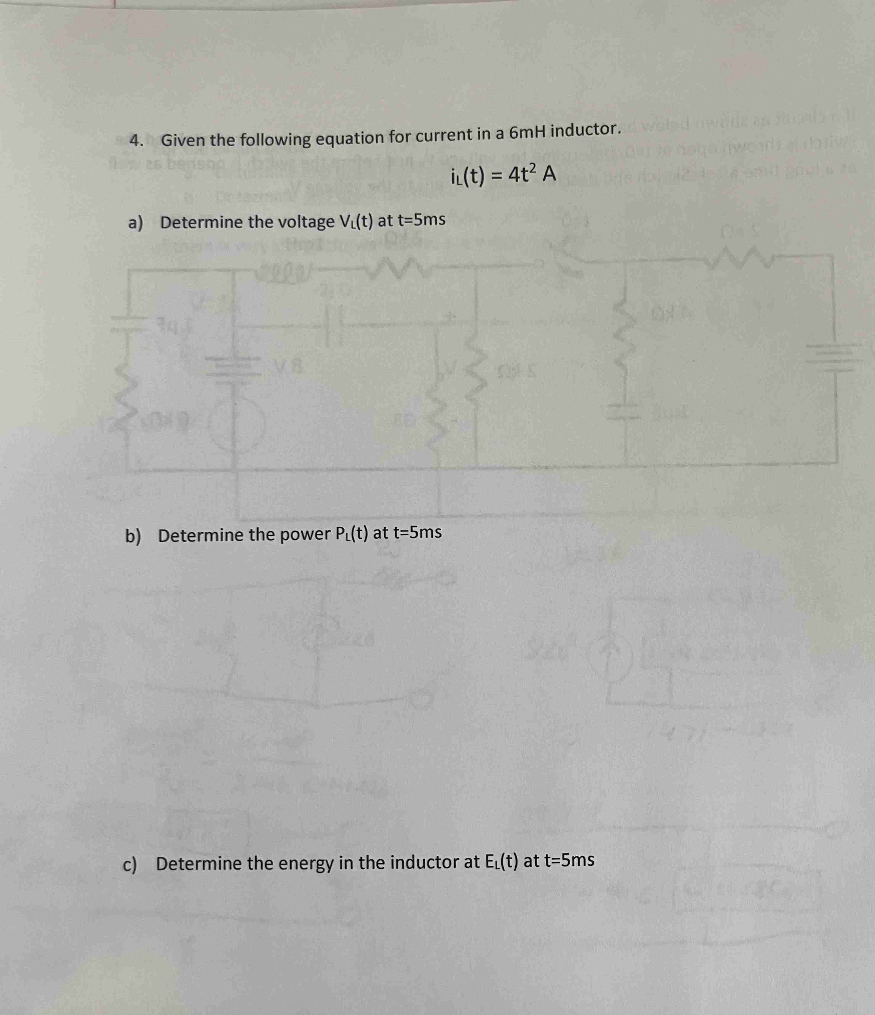 Solved given the following equation for current in a 6mH | Chegg.com