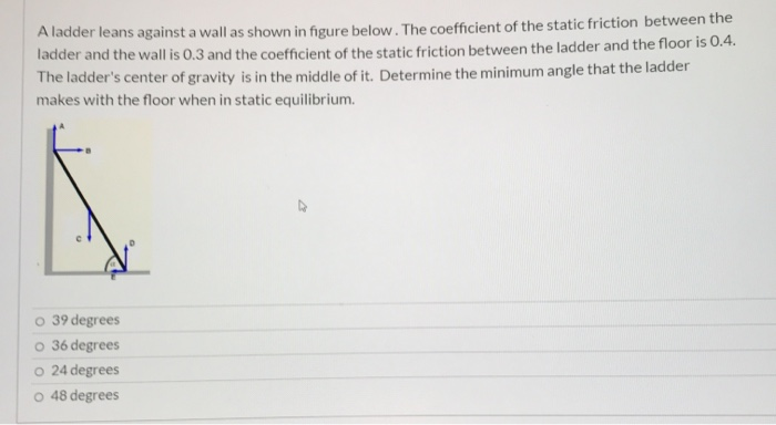 Solved Aladder leans against a wall as shown in figure | Chegg.com