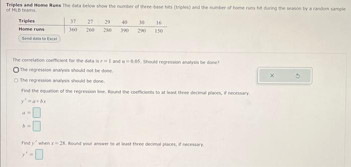 Solved The correlation coefficient for the data is r=1 and | Chegg.com