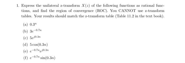 1. Express the unilateral z-transform X(z) of the | Chegg.com