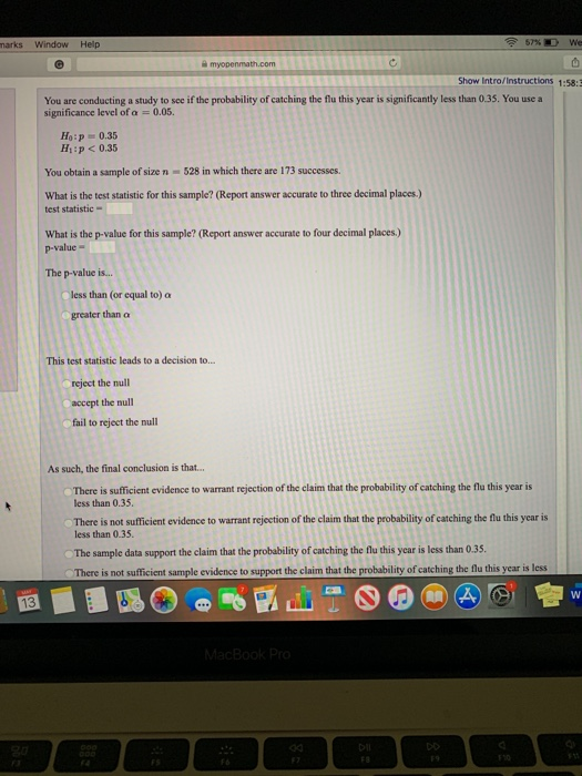 Solved arks Window Help 57% We myogenmath.com Show | Chegg.com