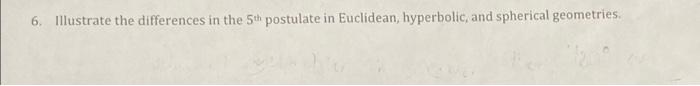 Solved 6. Illustrate the differences in the 5th postulate in | Chegg.com
