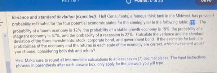 Solved Variance and standard deviation (expected). Hull | Chegg.com