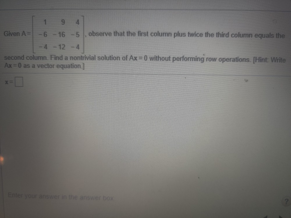 Solved Given AS 6 - 16 -5 observe that the first column plus | Chegg.com
