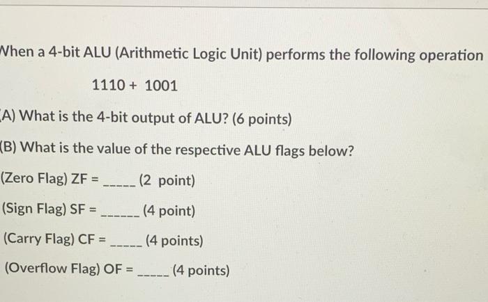 Solved When a 4-bit ALU (Arithmetic Logic Unit) performs the | Chegg.com