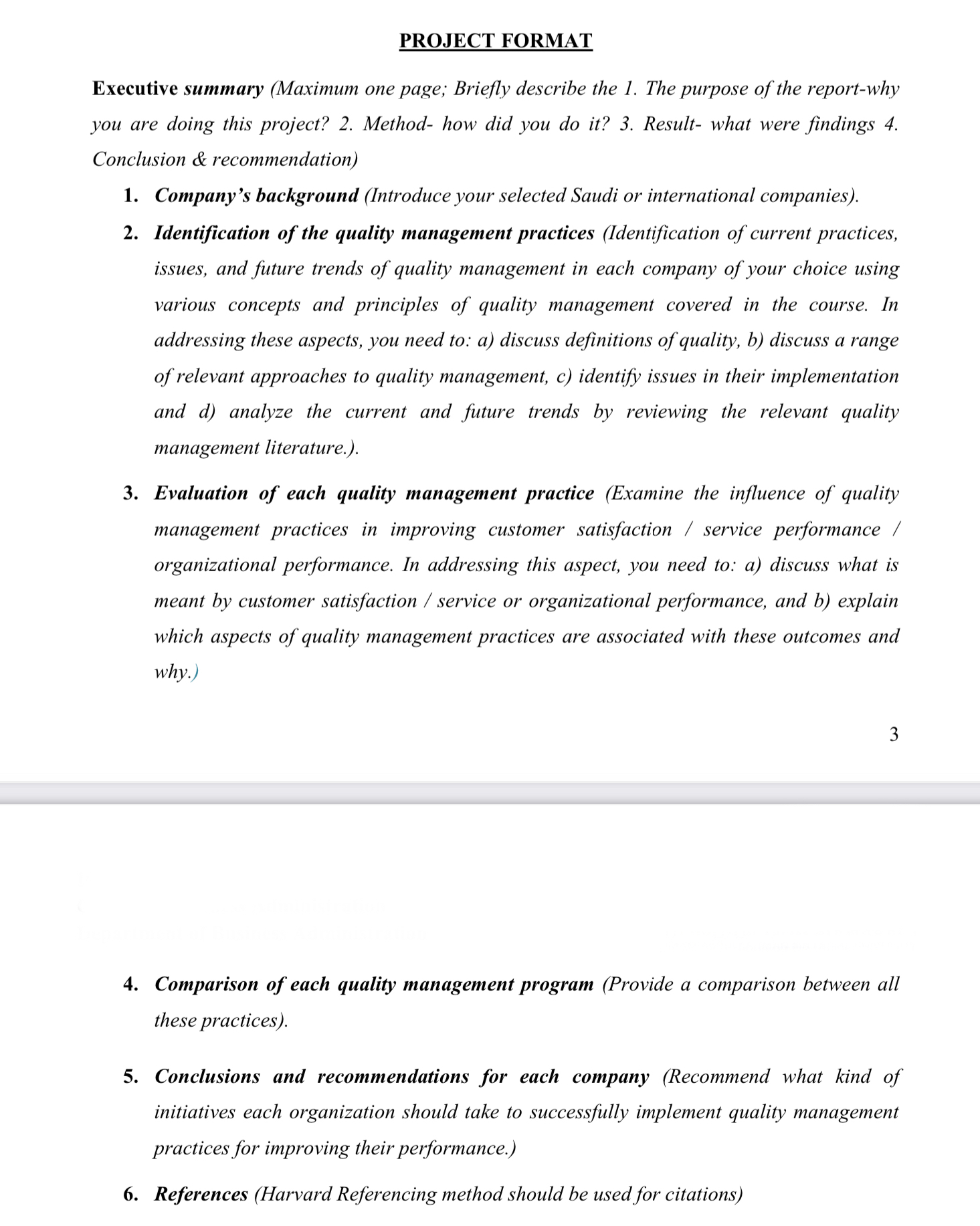 PROJECT FORMATExecutive summary (Maximum one page; | Chegg.com