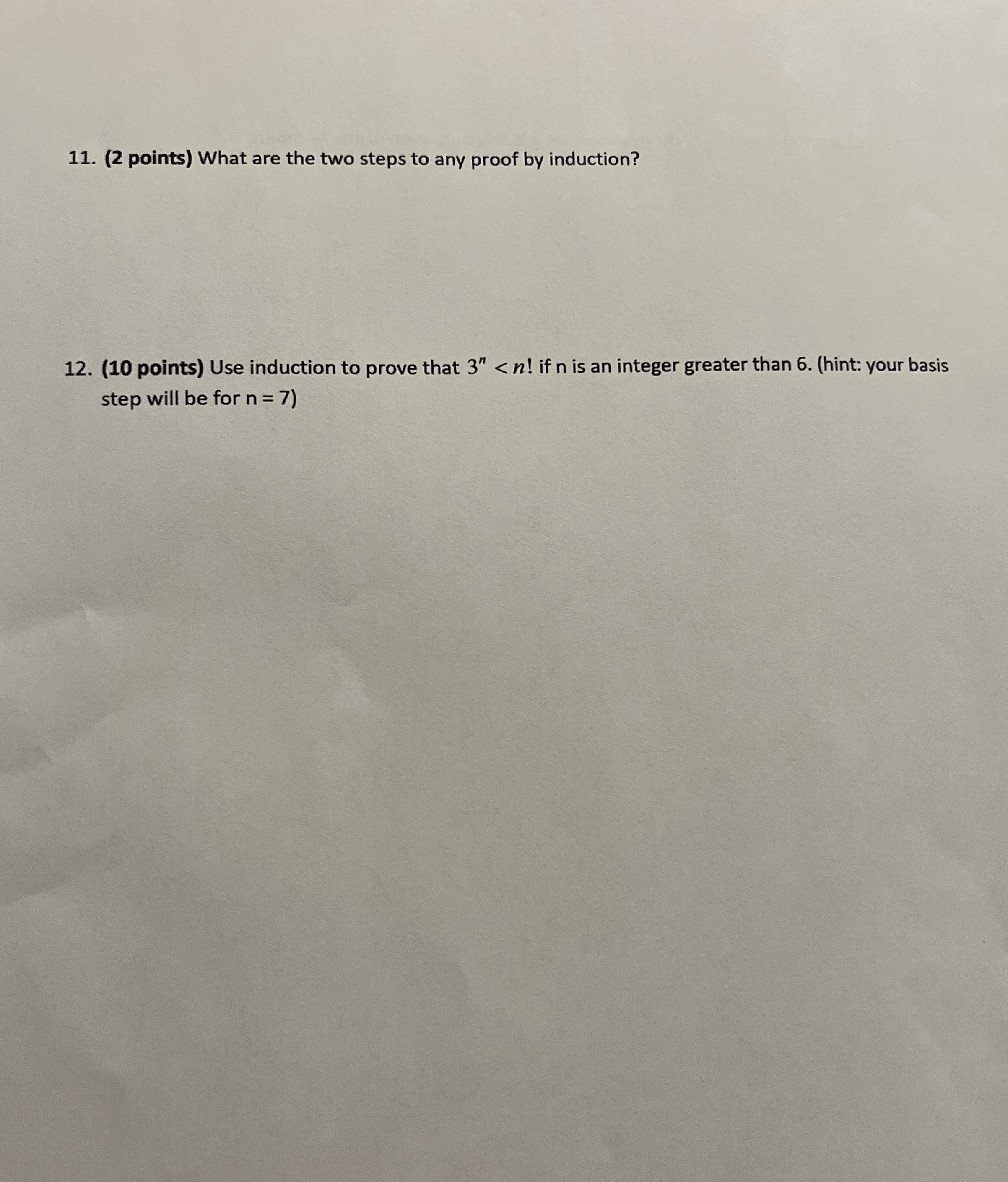 Solved (2 ﻿points) ﻿What are the two steps to any proof by | Chegg.com