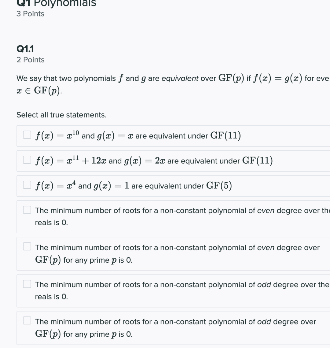 Solved We say that two polynomials f and g are equivalent | Chegg.com