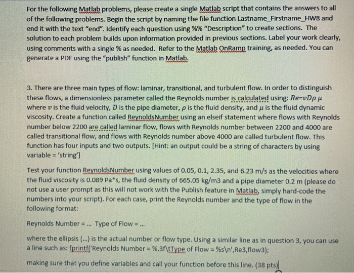 Solved For the following Matlab problems, please create a | Chegg.com