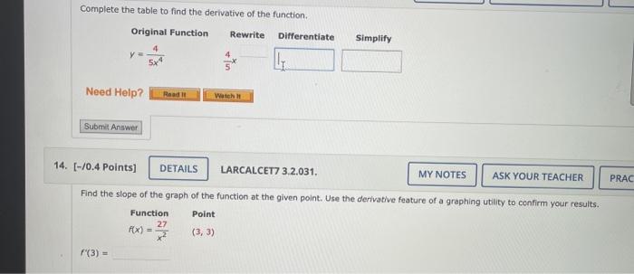 Solved Complete the table to find the derivative of the | Chegg.com