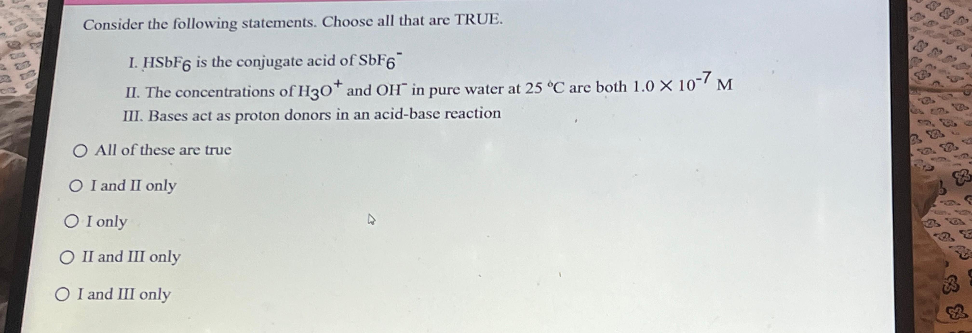 Solved Consider the following statements. Choose all that | Chegg.com