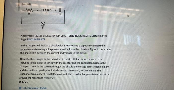 Solved Anonymous. (2018). 150LECTURE14CHAPTER13 RCL CIRCUITS | Chegg.com
