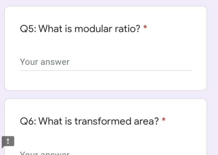 Solved Q5: What is modular ratio? * Your answer Q6: What is | Chegg.com