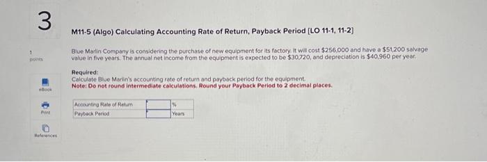 Solved M11-5 (Algo) Calculating Accounting Rate of Return, | Chegg.com
