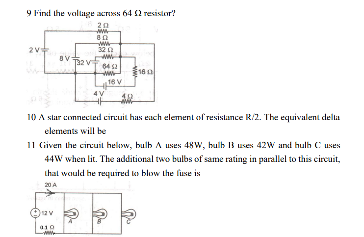 Solved 9 ﻿Find the voltage across \( 64 \Omega \) | Chegg.com