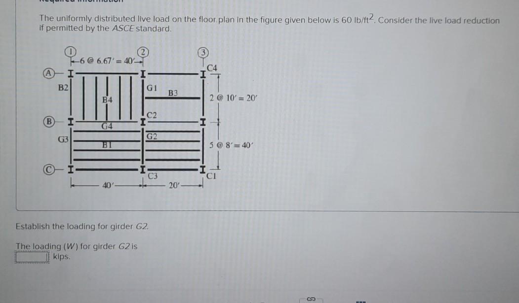 Solved The uniformly distributed live load on the floor plan | Chegg.com