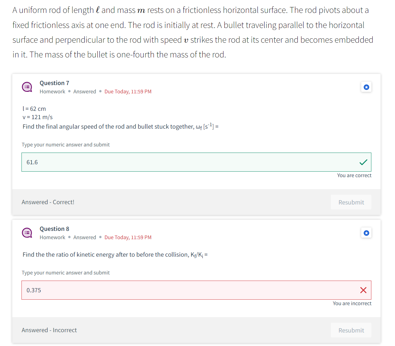 Solved Please answer Question 8Homework * ﻿Answered * ﻿Due | Chegg.com