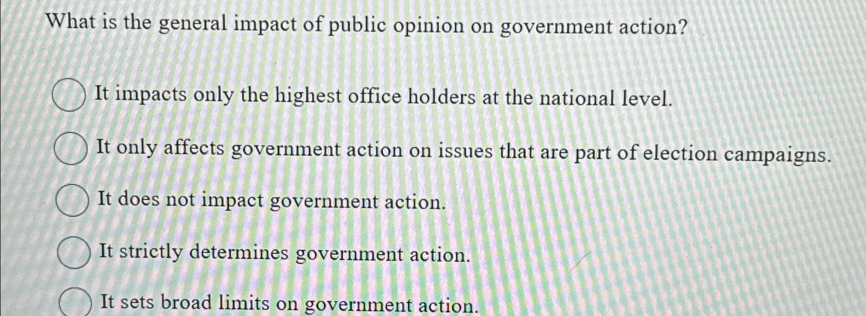 Solved What is the general impact of public opinion on | Chegg.com