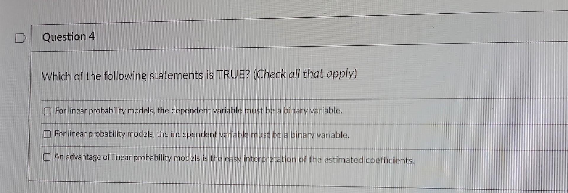 Solved Which of the following statements is TRUE? (Check all | Chegg.com