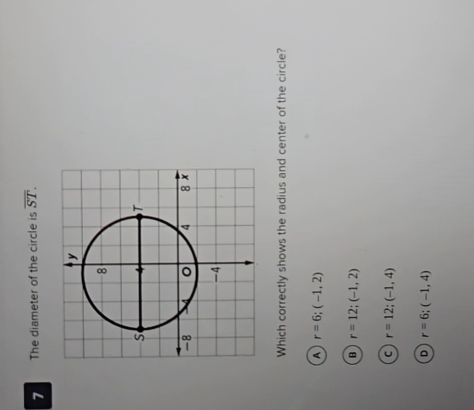 Solved The diameter of the circle is ?bar (ST).Which | Chegg.com
