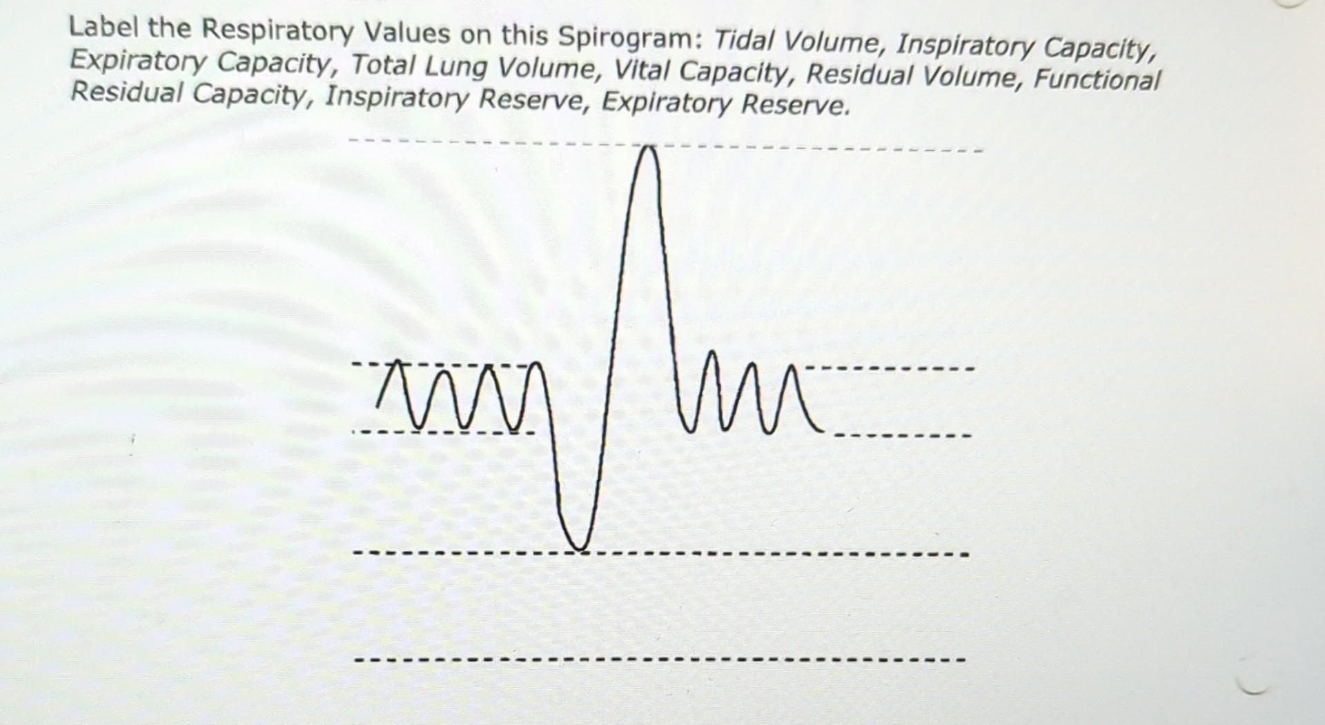 Solved Label the Respiratory Values on this Spirogram: Tidal | Chegg.com