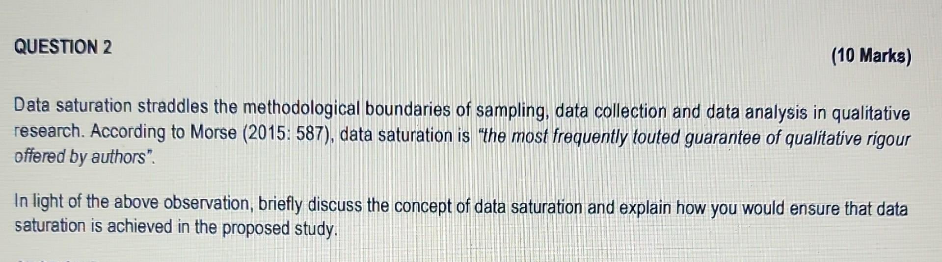 Data saturation straddles the methodological | Chegg.com