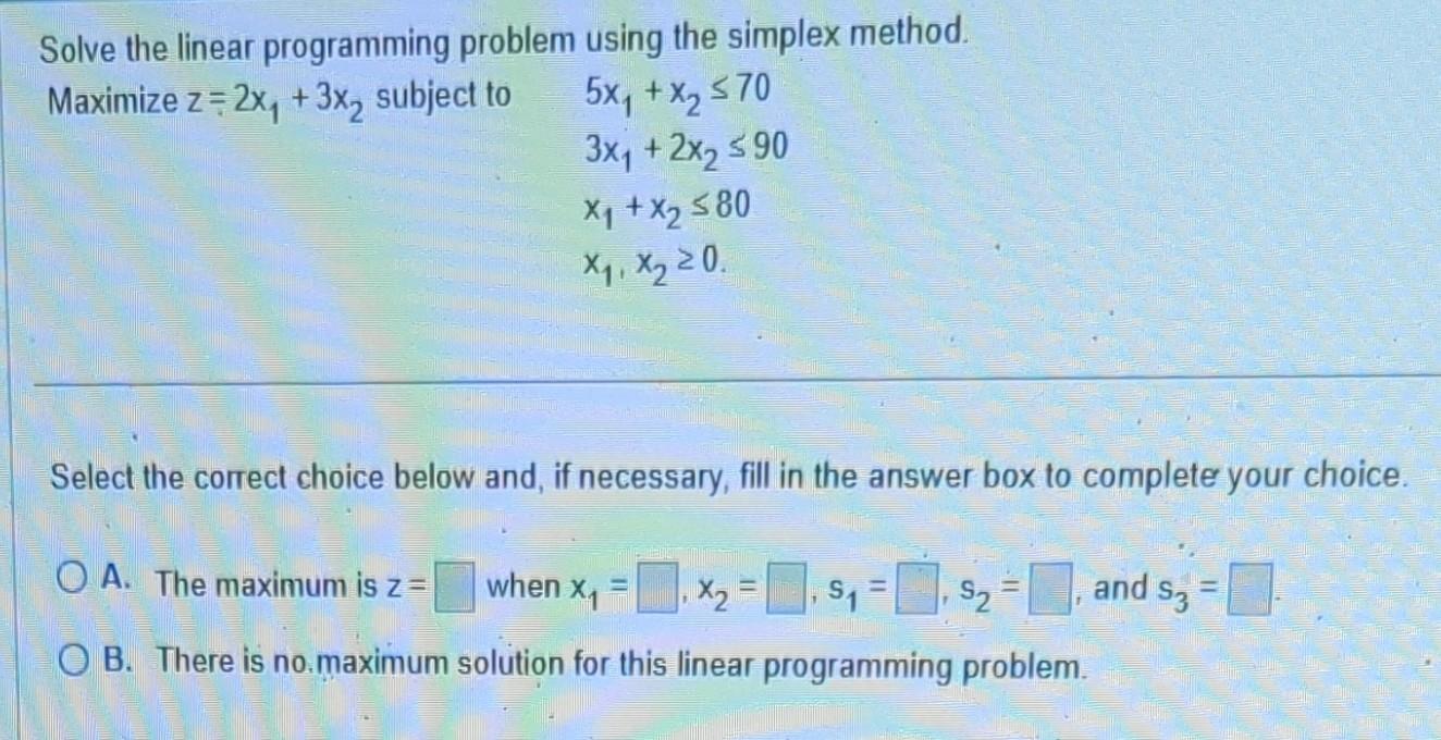 Solved Solve the linear programming problem using the | Chegg.com