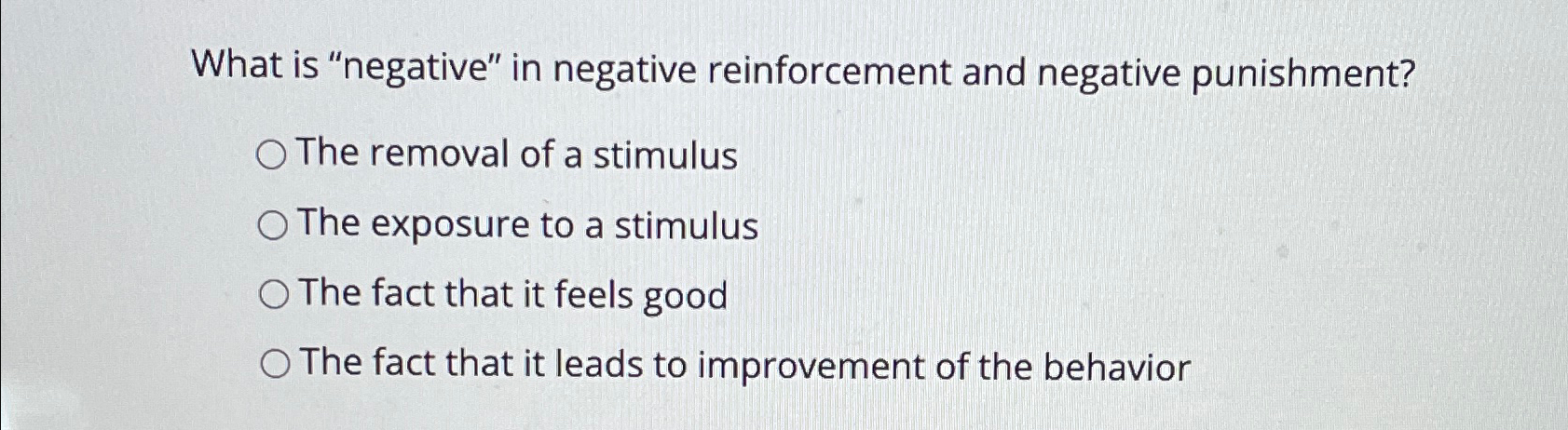 Solved What is "negative" in negative reinforcement and | Chegg.com
