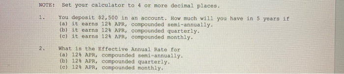 Solved NOTE: 1. Set your calculator to 4 or more decimal | Chegg.com