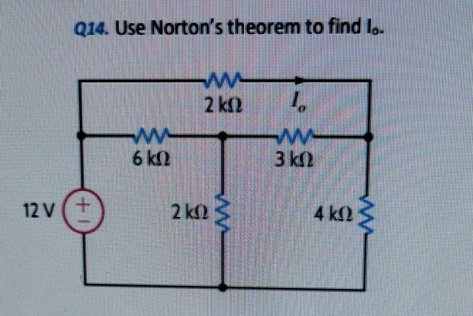 Solved Q14. Use Norton's theorem to find l0. | Chegg.com