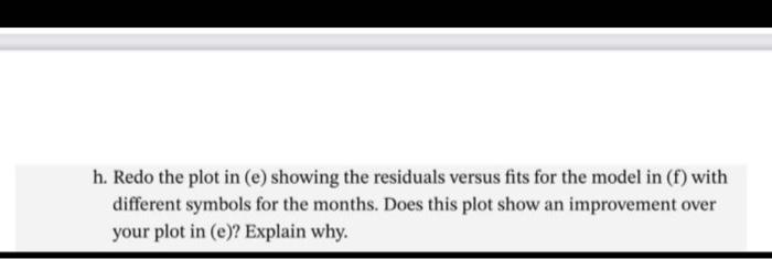 h. Redo the plot in (e) showing the residuals versus | Chegg.com