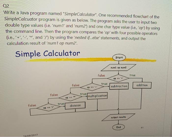 Solved Q2 Write a Java program named "SimpleCalculator". One | Chegg.com