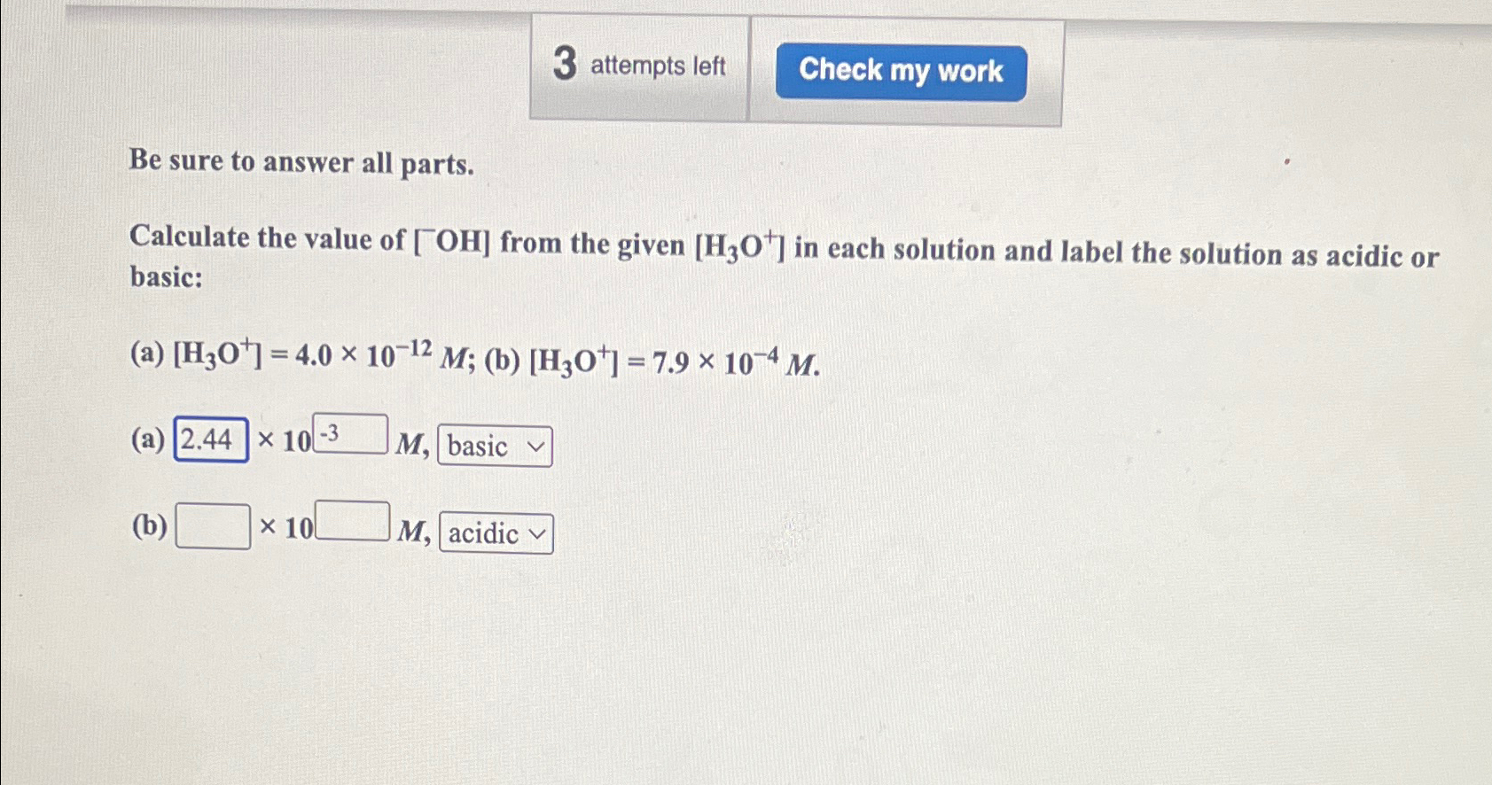 Solved 3 ﻿attempts leftBe sure to answer all parts.Calculate | Chegg.com